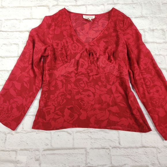 Rena Rowan | Tops | Vintage Rena Rowan Womans Blouse Tie Floral Semi ...